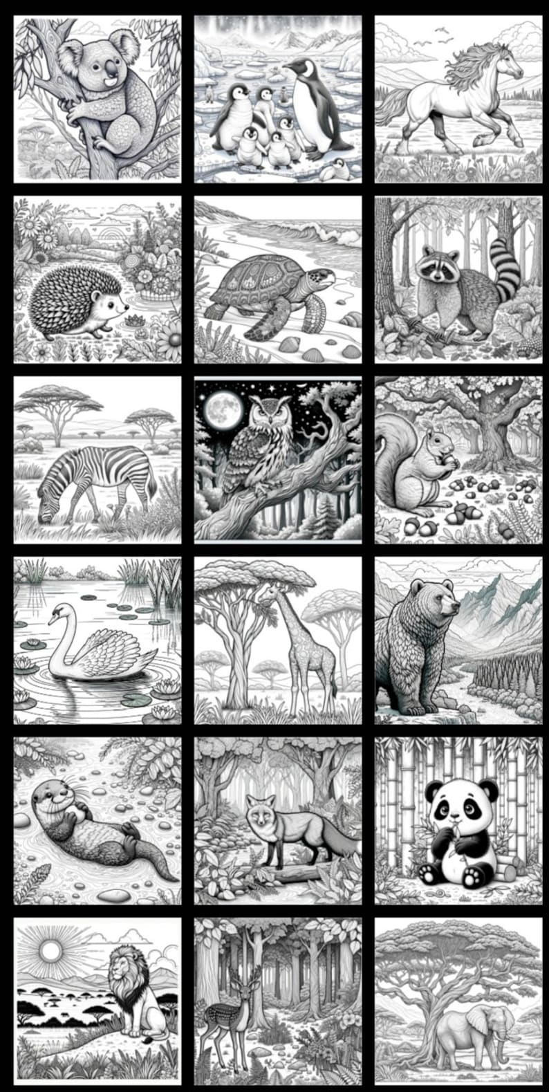 Animals, Coloring Pages, Print as Many Times as You Want After Purchase ...