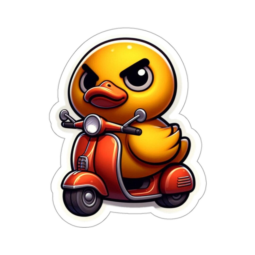 Angry Duck, on a Scooter, Kiss-cut Stickers - Etsy