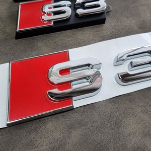 S3 Grille Badge Front Logo + S3 Emblem Rear Trunk Sticker Silver Car ...