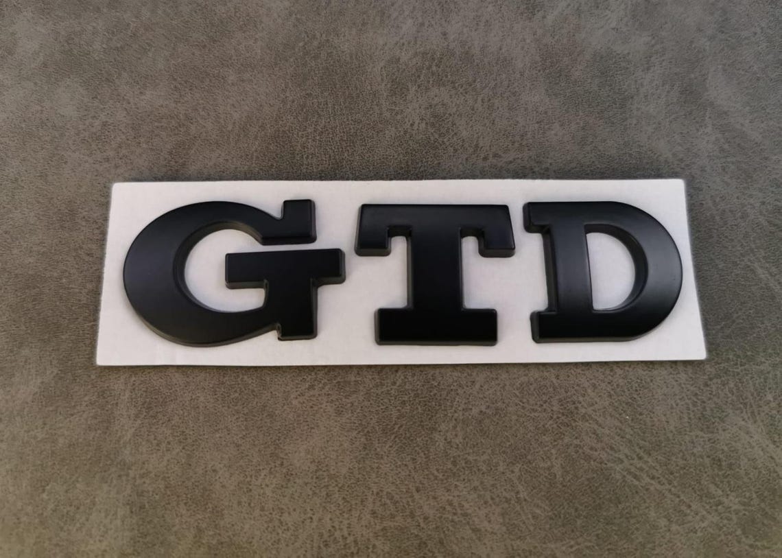 Black GTD Emblem, Rear Trunk Logo Sticker Badge - Etsy