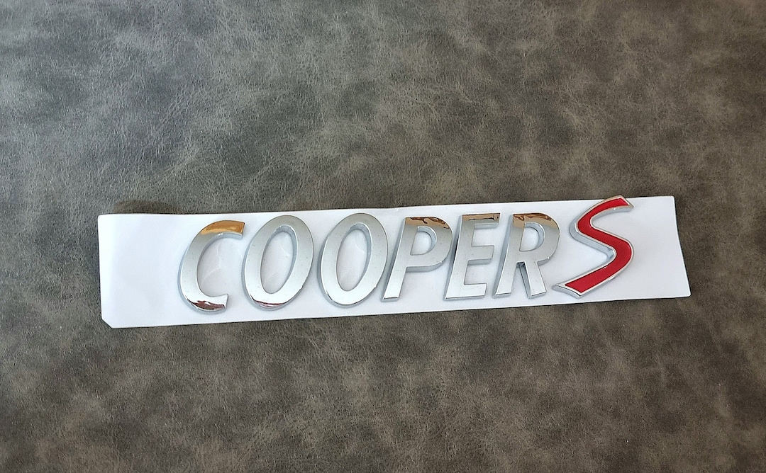 Cooper S Badge Logo Silver Rear Trunk Emblem Letters Sticker Mini JCW ...