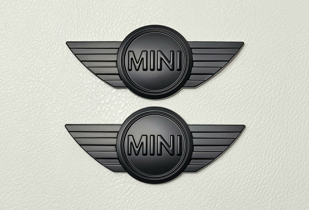 Mini Cooper Badge 2pcs Logo Matte Black 11.5x5cm Bonnet Boot Emblem ...