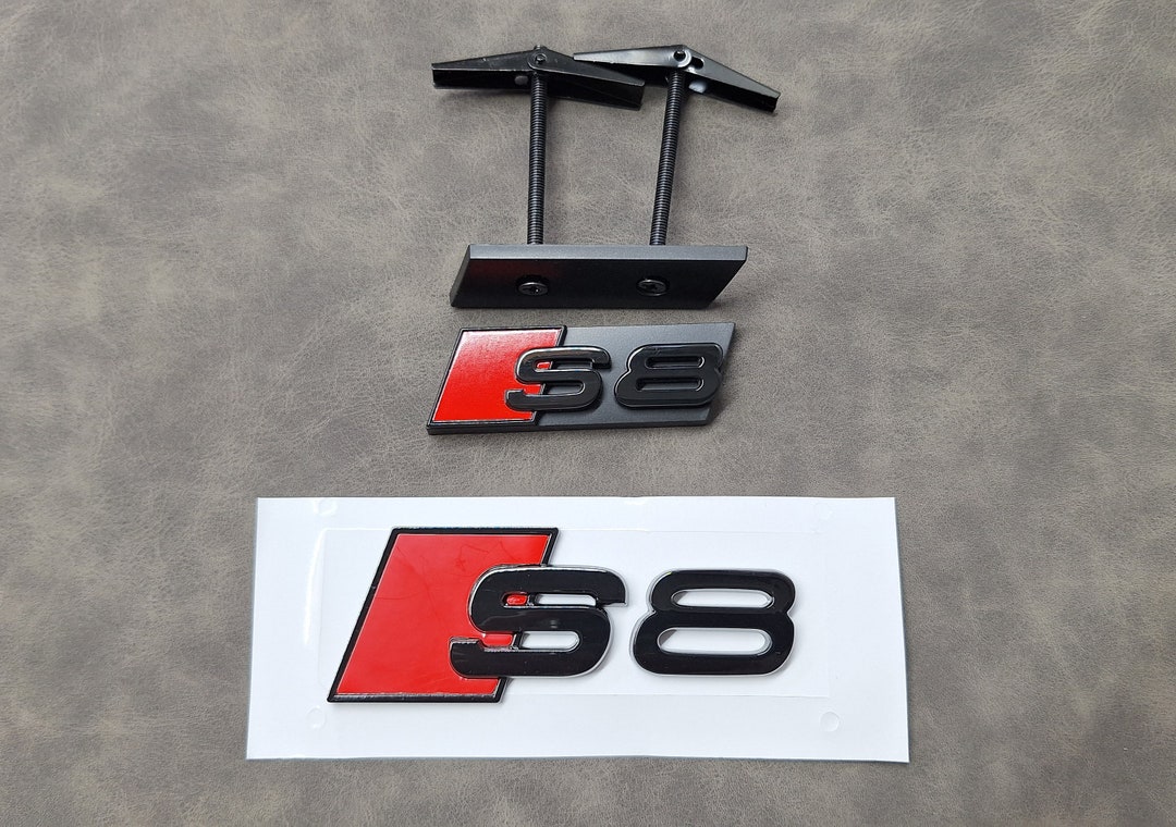 S8 Grille Badge Front Logo + S8 Emblem Rear Trunk Sticker Car ...