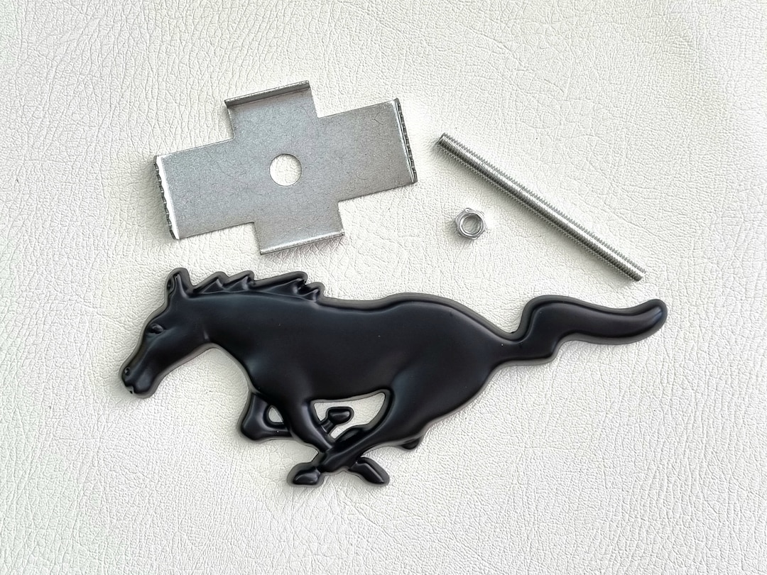 Mustang Grille Badge Metal Logo Grill Emblem Matte Black Horse Car ...