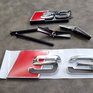 S3 Grille Badge Front Logo + S3 Emblem Rear Trunk Sticker Silver Car ...