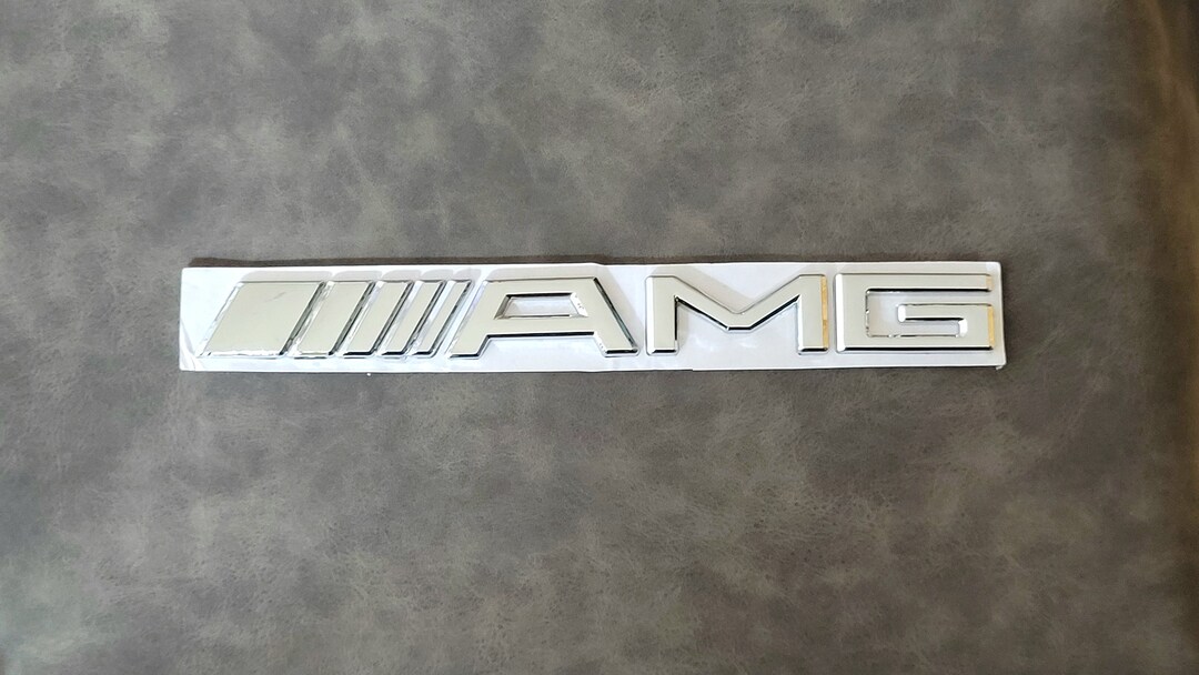 Amg Badge Logo Silver Rear Trunk Emblem Sticker Lettering Mercedes Car ...