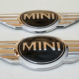 Mini Cooper Badge 11.5x5cm Logo 2pcs Bonnet Boot Emblem Sticker Jcw Car ...