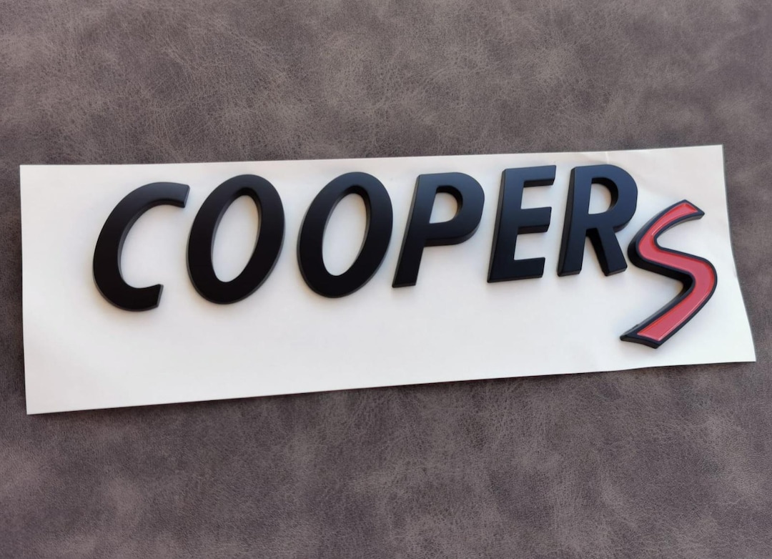 Cooper S Badge Logo Matte Black Rear Trunk Emblem Letters Sticker Mini ...