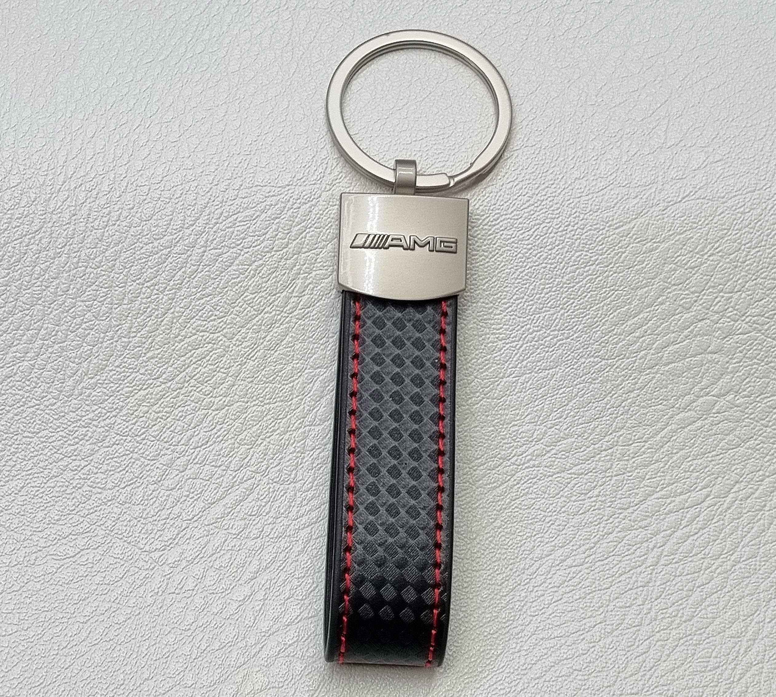 Amg Keychain Leather Carbon Keyring Mercedes Logo Car Accessories Gift ...