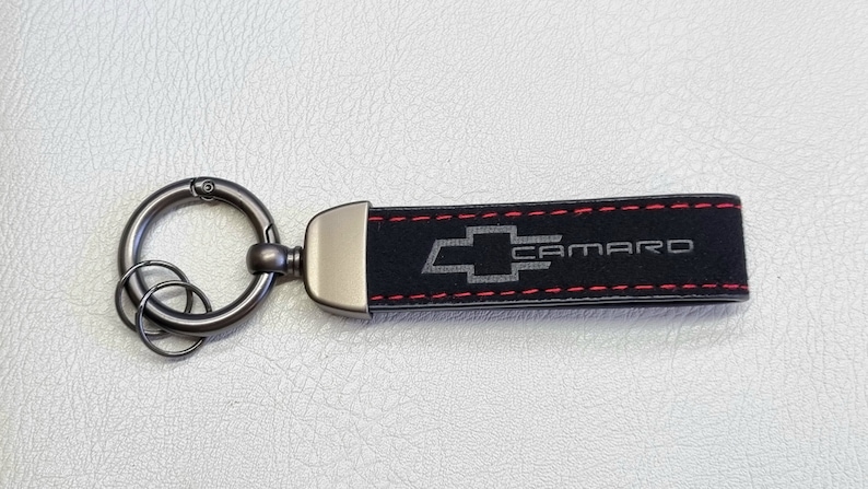 Camaro Keychain Leather Alcantara Keyring Lanyard Logo Chevrolet Car ...