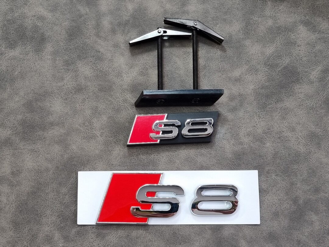 S8 Grille Badge Front Logo + S8 Emblem Rear Trunk Sticker Car ...