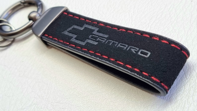 Camaro Keychain Leather Alcantara Keyring Lanyard Logo Chevrolet Car ...