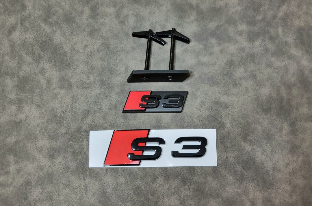 S3 Grille Badge Front Logo + S3 Emblem Rear Trunk Sticker Black Car ...