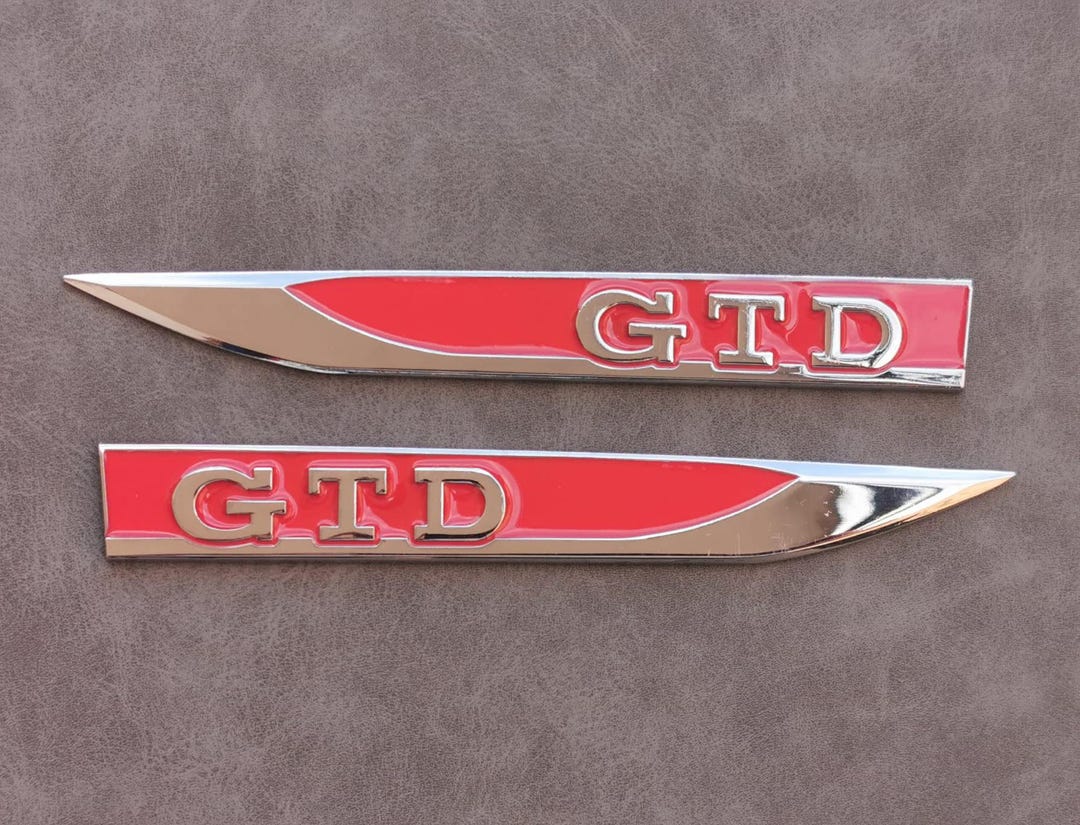 GTD Emblem Badge: Silver & Red Side Wing Logo Sticker - Etsy