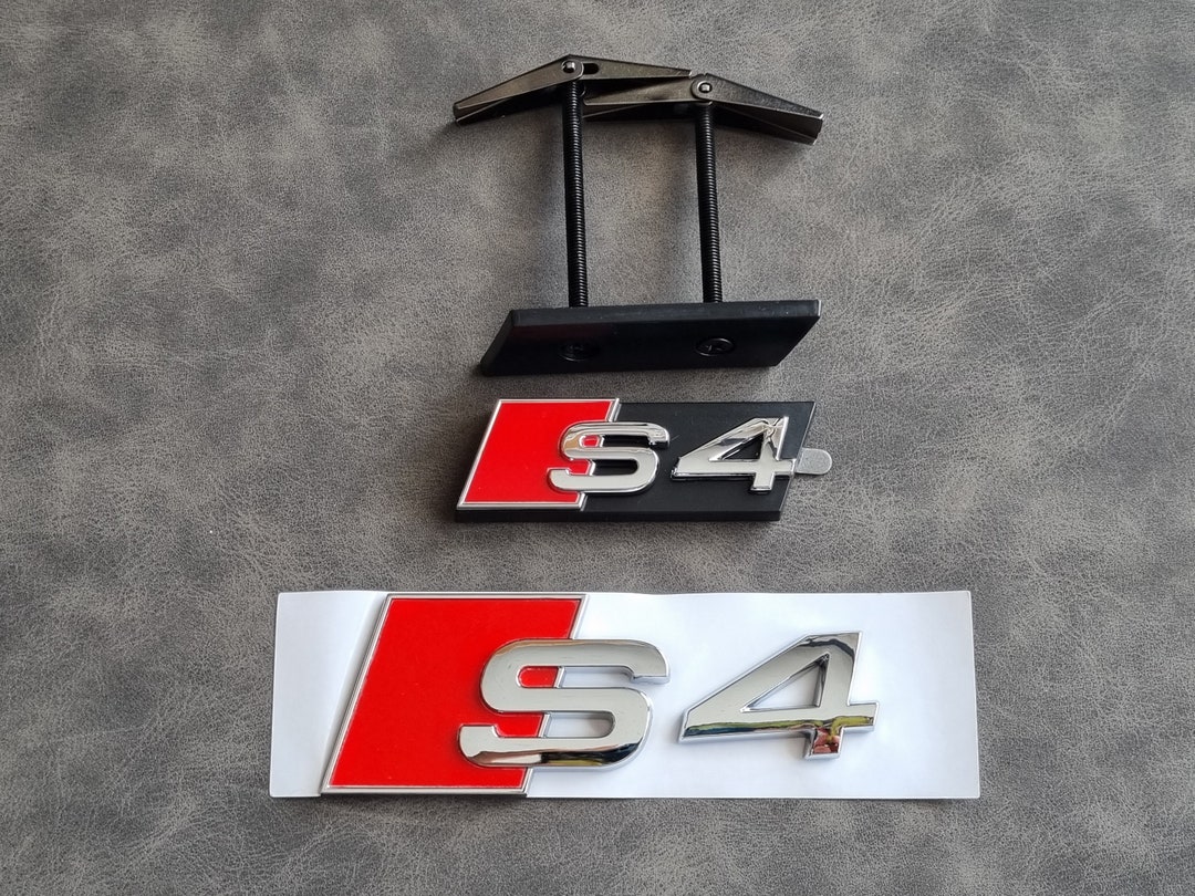 S4 Grille Badge Front Logo + S4 Emblem Rear Trunk Sticker Silver Car ...