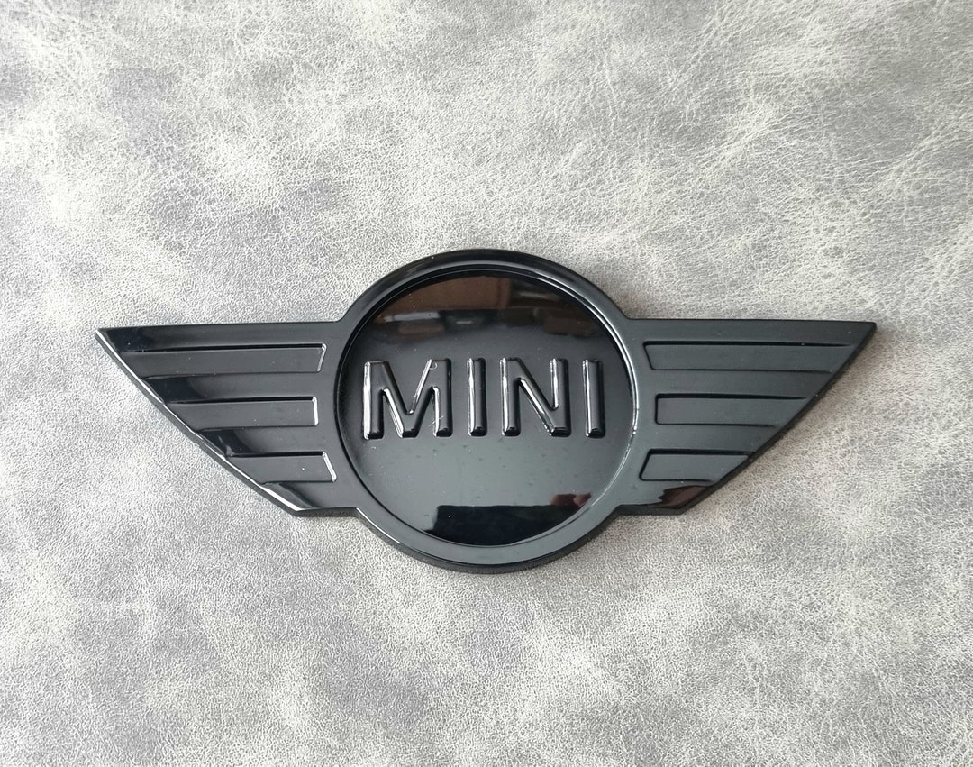 Mini Cooper Badge Logo Glossy Black 11.5x5cm Bonnet Boot Emblem Sticker ...