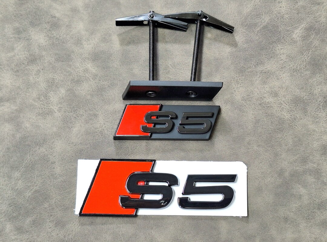 S5 Grille Badge Front Logo + S5 Emblem Rear Trunk Sticker Black Car ...
