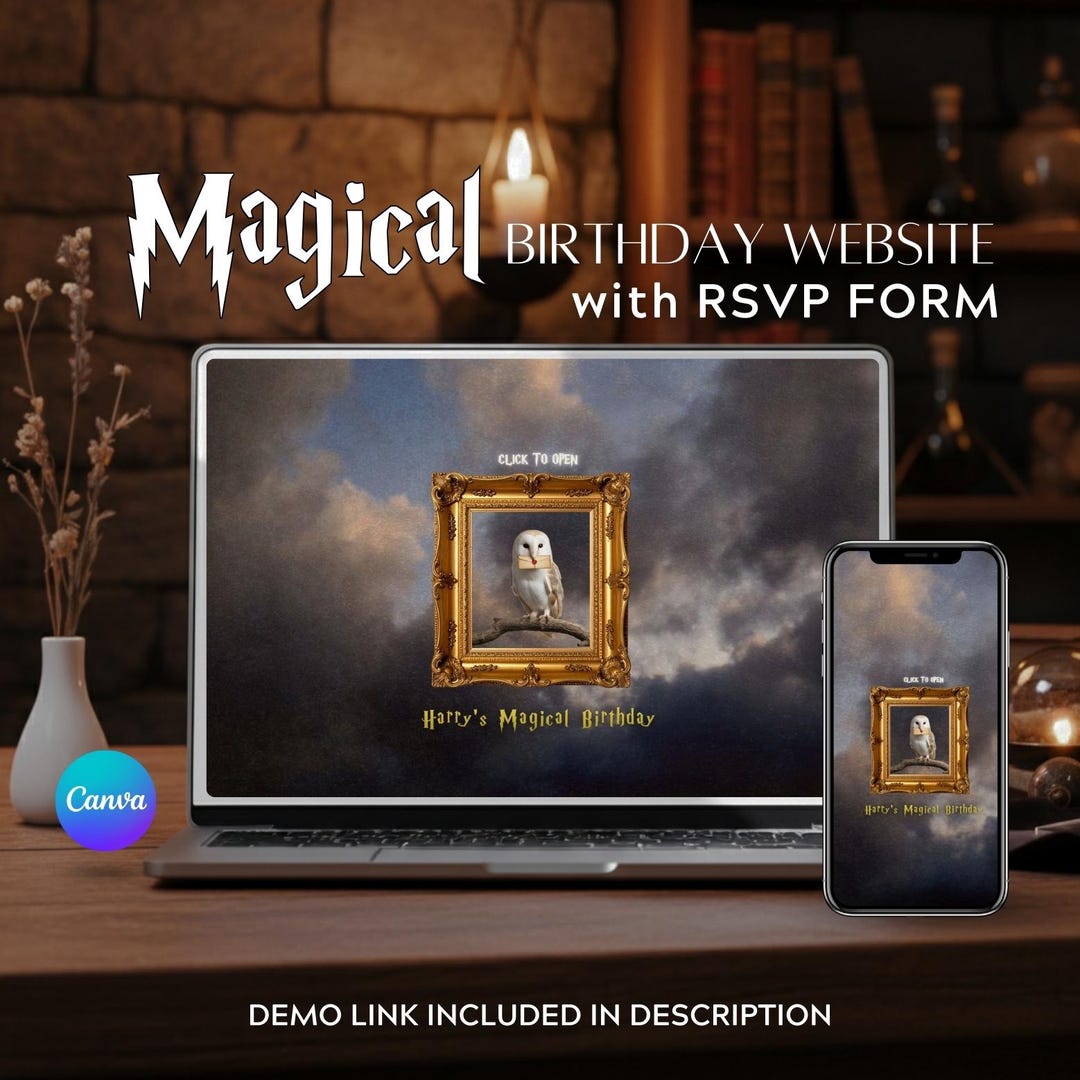 Magical Birthday Party - Website Template With RSVP Form - Wizard Owl ...