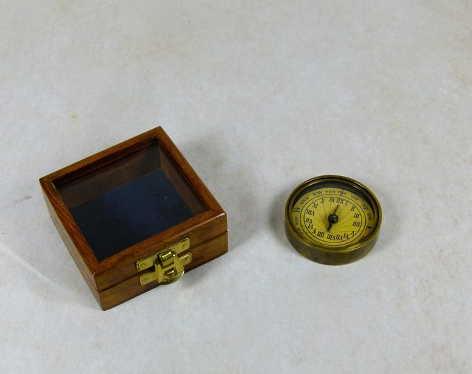 18th Century Replica Compass – Brass With Wooden Box, Decorative ...