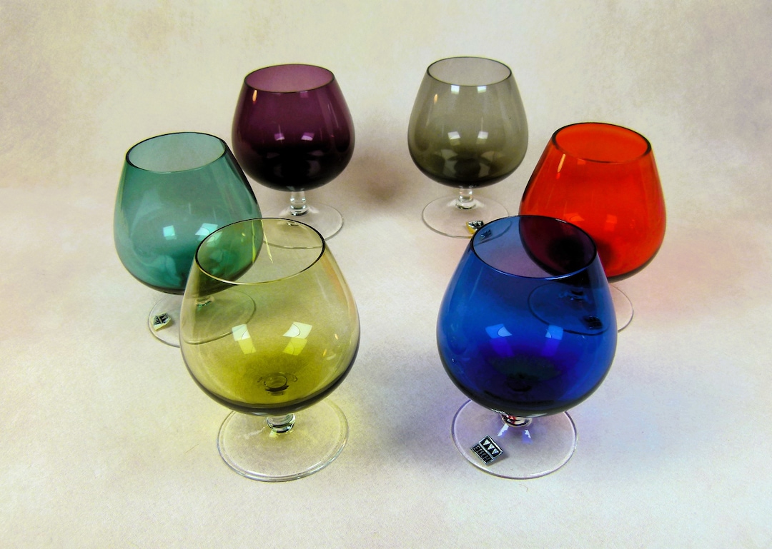 Vintage 1950s Erwin Eisch Brandy Glasses, Hand-blown, Six Colors, 3 ...