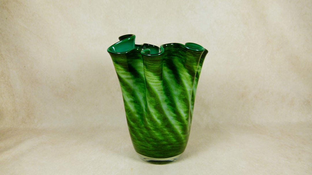 Vintage Makora Krosno Glass Vase Watermelon Skin Color, 1970s ...