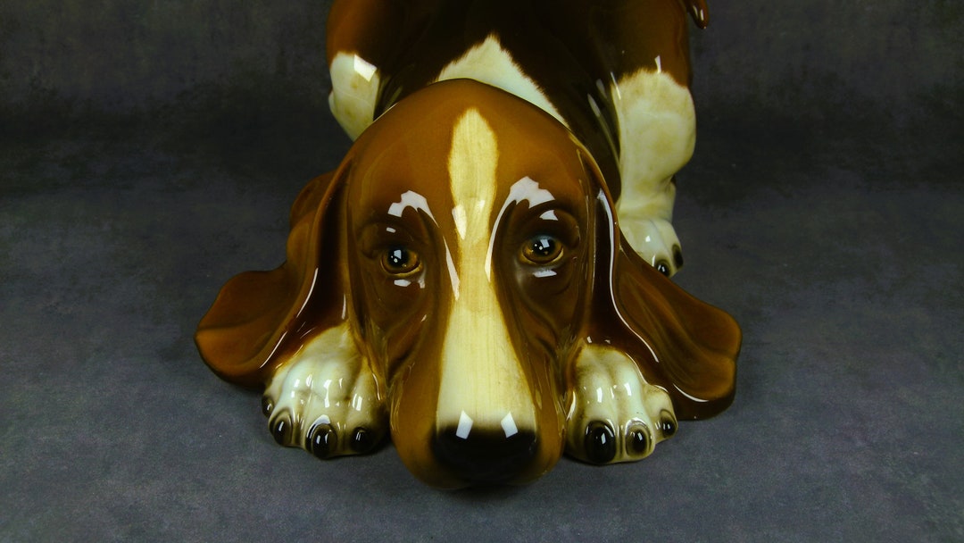 Large Ceramic Beagle Figurine - Glazed Ceramic - Made in Italy 1960s - Etsy