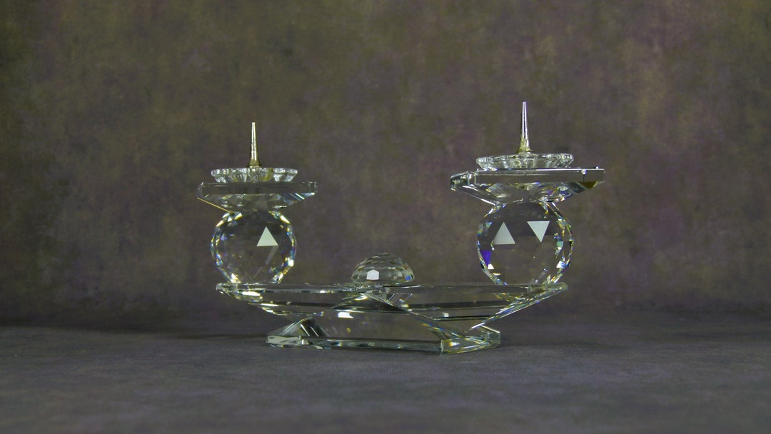 Swarovski Crystal Two-armed Candle Holder, Vintage, 6.3x2x3.1in ...