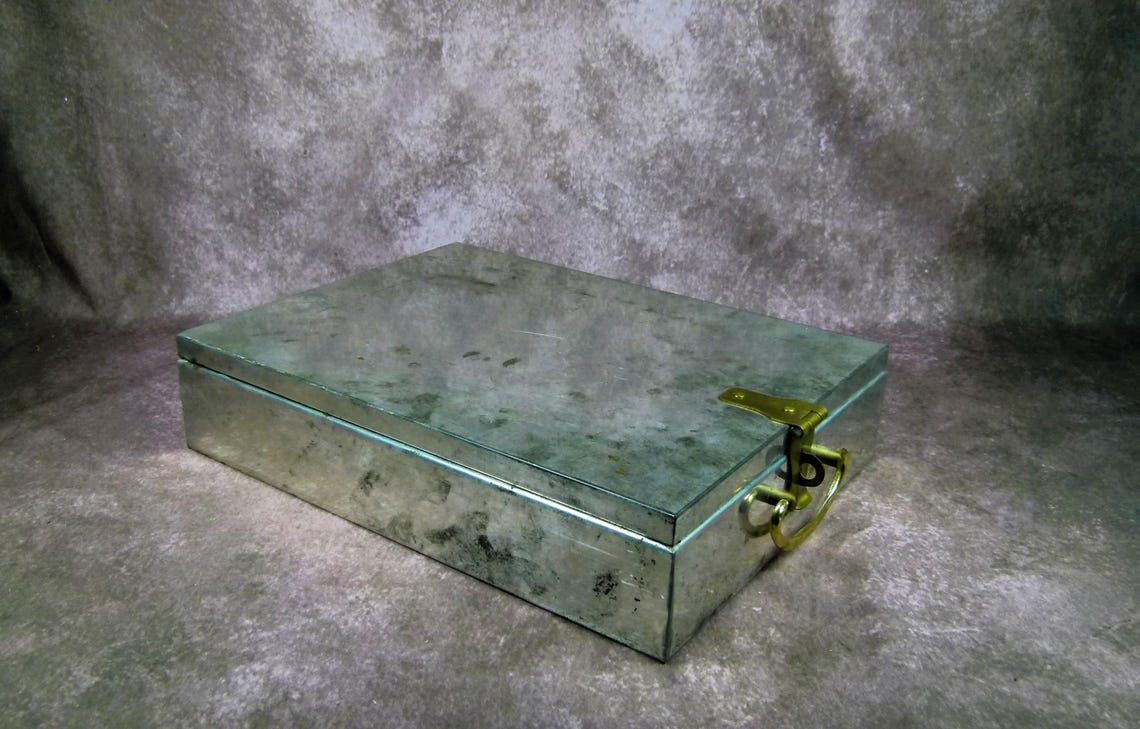 Vintage Industrial Galvanized Steel Safety Deposit Box Mid-20th Century ...