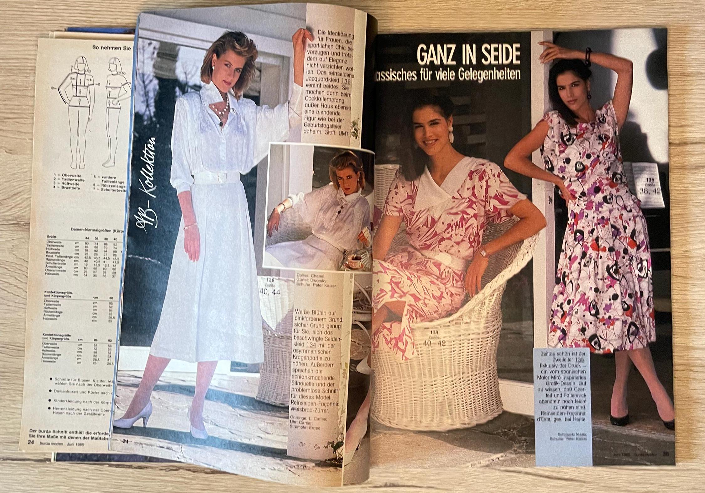 Burda Moden 6 / 1985 Pattern Sheet, Sewing Magazine, Fashion, Magazine ...