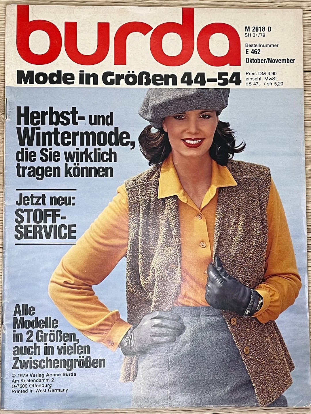 Burda Mode in Größen 44-54 11 / 1979 E 462 Schnittbogen, Nähzeitschrift ...