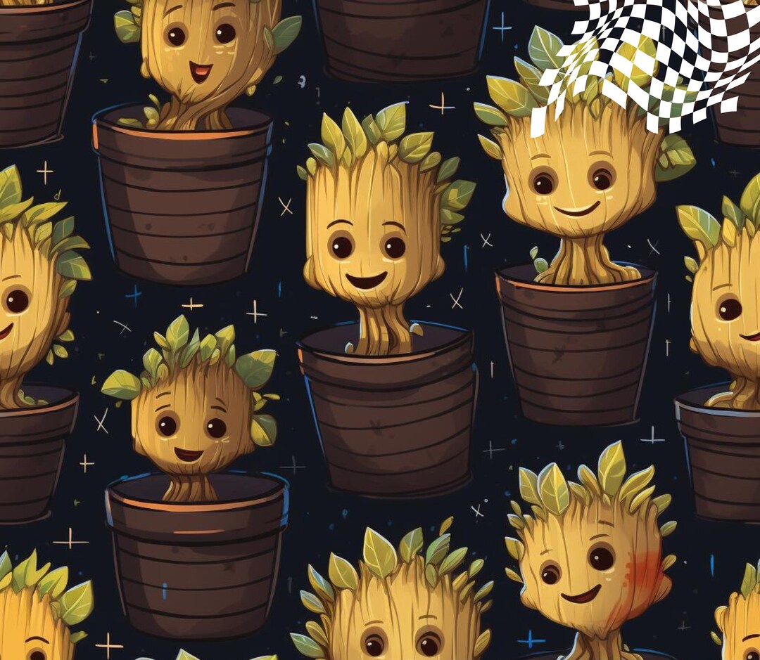 Seamless Cartoon Baby Groot Pattern: Bring Cuteness and Marvel Fanfare ...