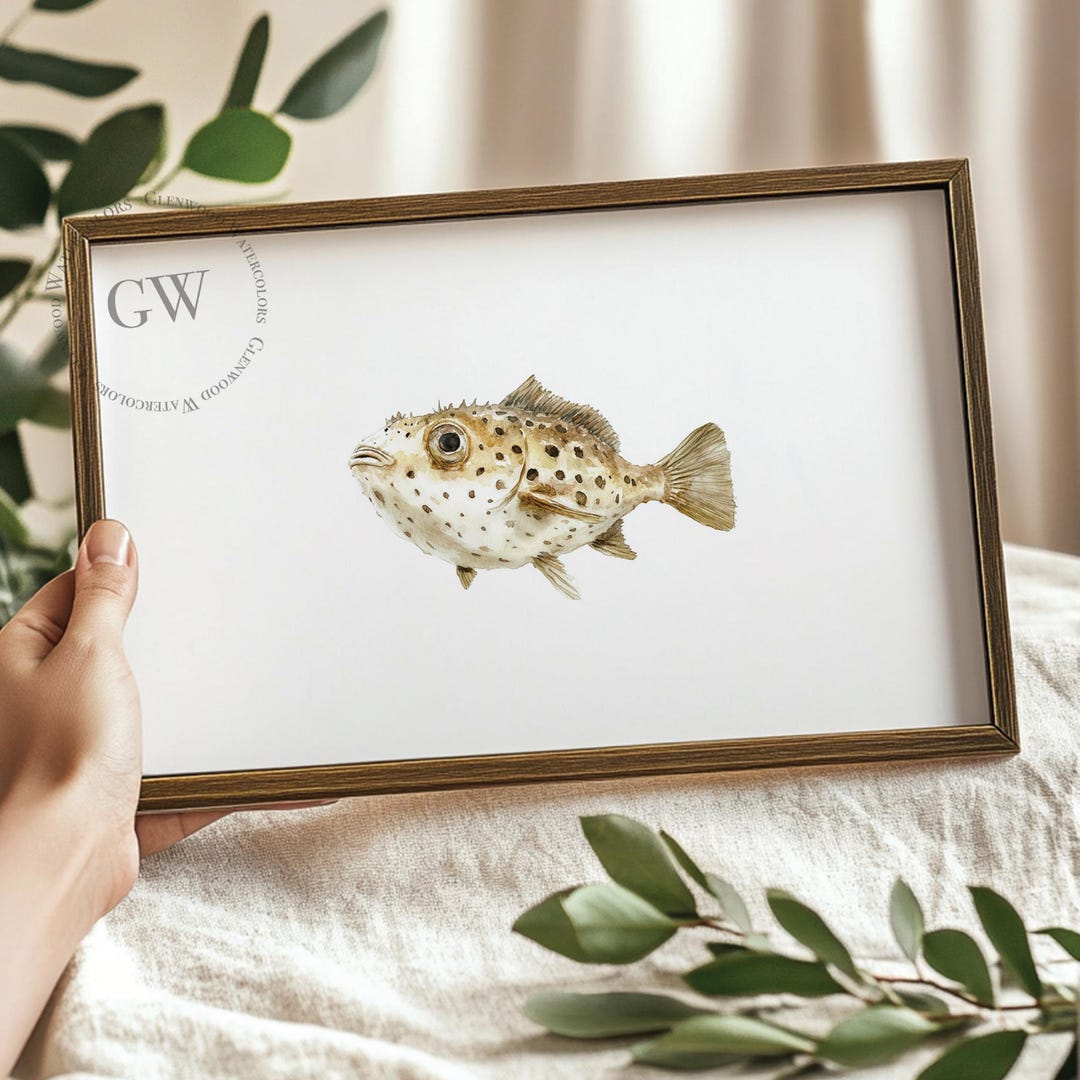 Watercolor Pufferfish Digital Download | Coastal Decor | Beach Vibe ...