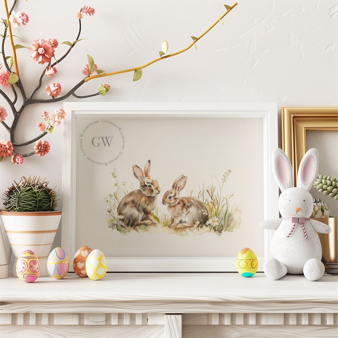 Spring Themed Adorable Bunnies Art | Bunny Rabbit Art | Easter Wall ...