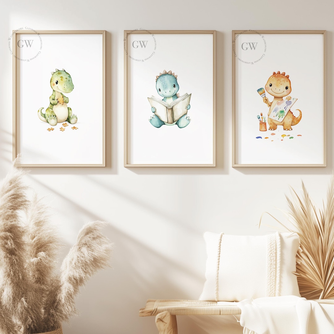 Watercolor Dinosaur Set Digital Download | Nursery Art | Dino Nursery ...