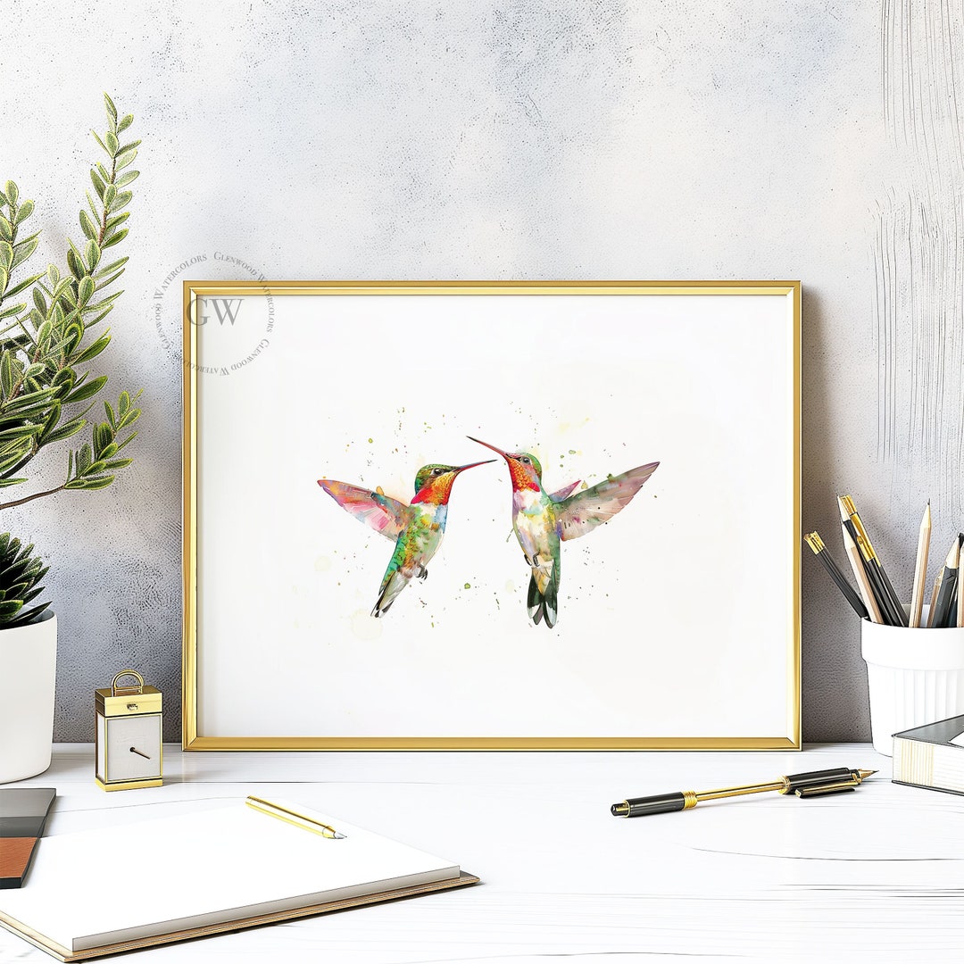 Hummingbird Duo Watercolor Digital Download | Watercolor Bird Art ...