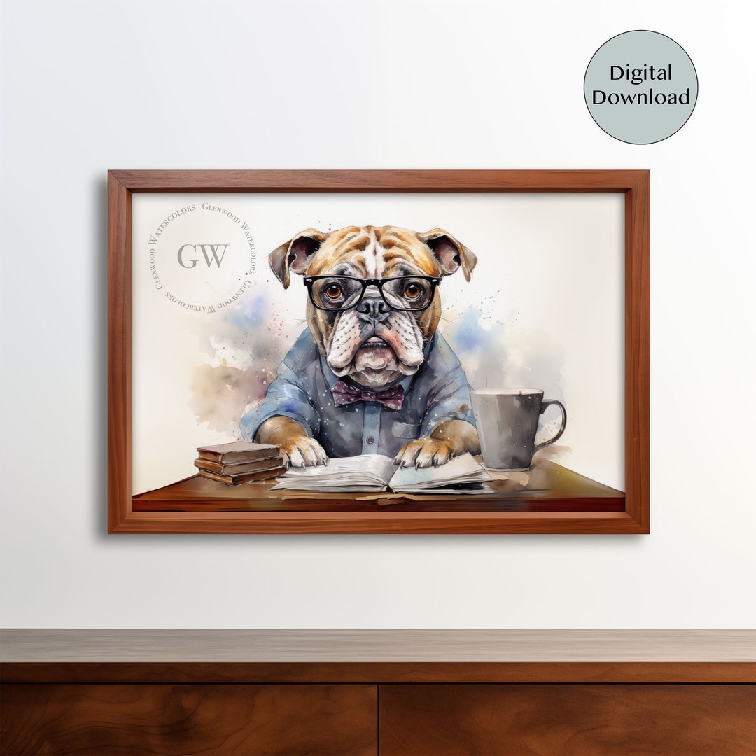 Bulldog Watercolor Digital Download| Pet Portrait Art | Pet Decor ...
