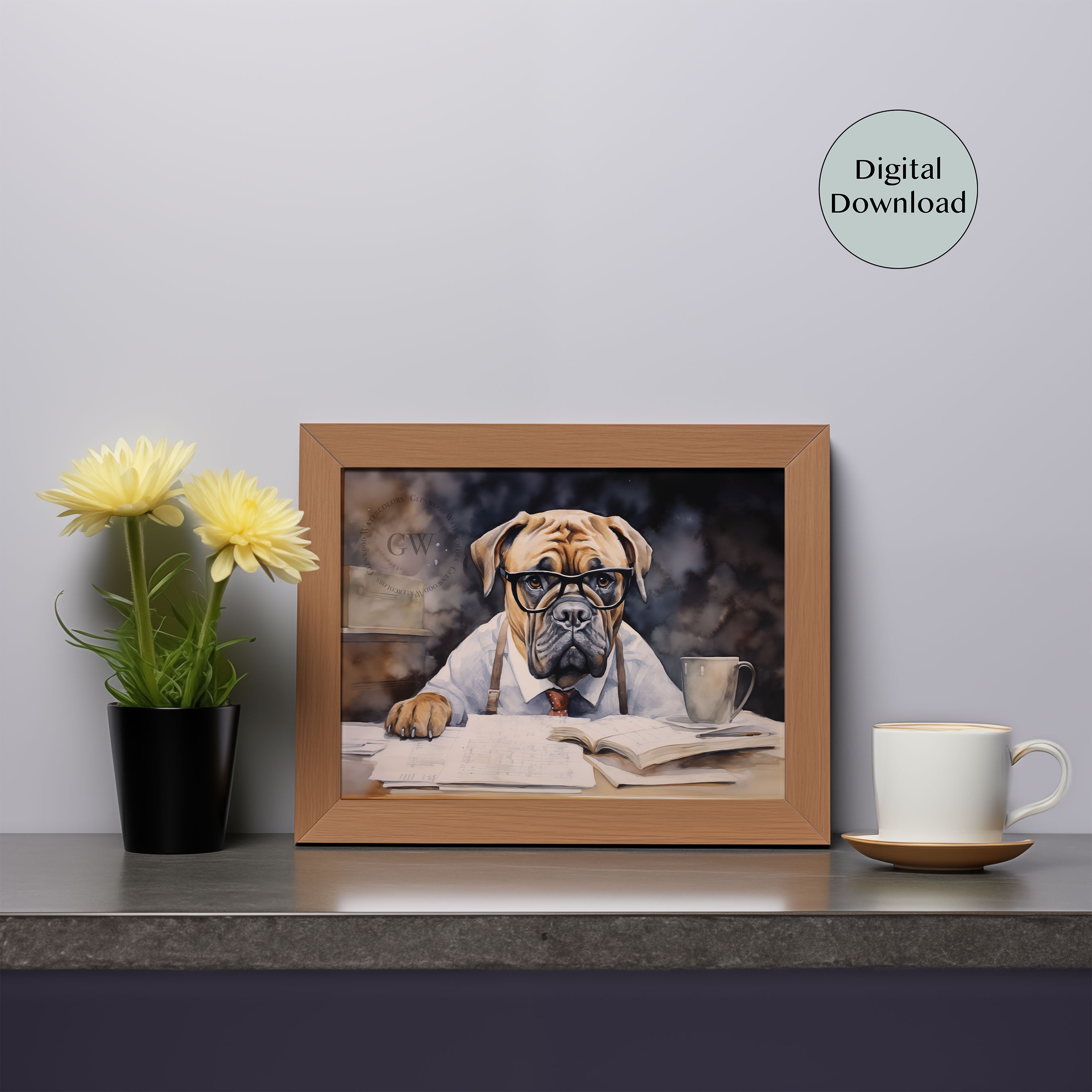 Mastiff Dog Watercolor Digital Download | Pet Art | Unique Pet Decor ...