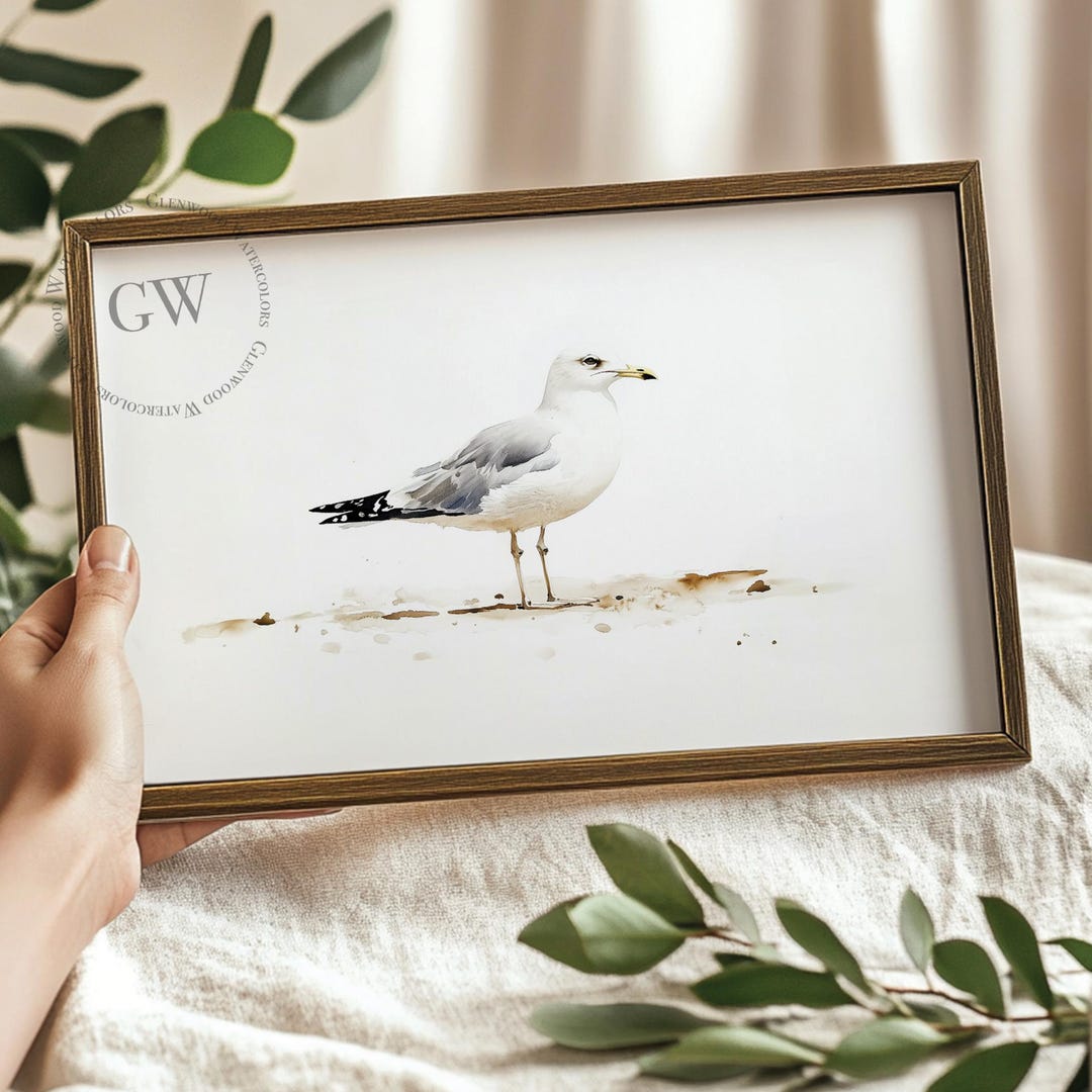 Watercolor Seagull Bird Digital Download | Coastal Decor | Beach Vibe ...