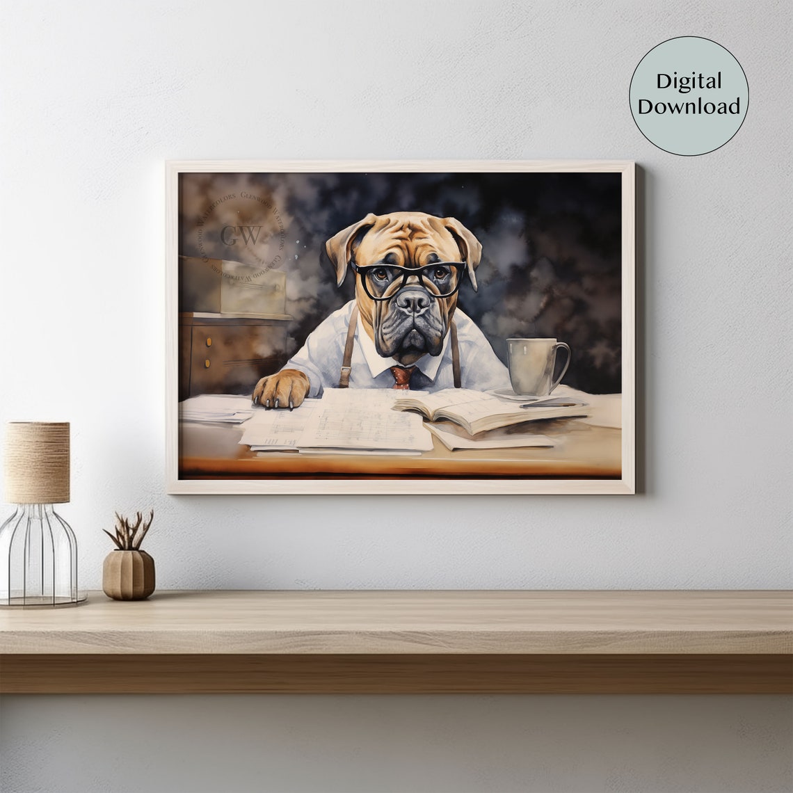 Mastiff Dog Watercolor Digital Download | Pet Art | Unique Pet Decor ...