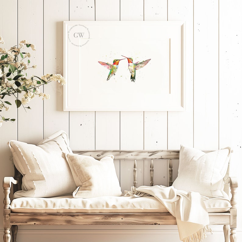 Hummingbird Duo Watercolor Digital Download | Watercolor Bird Art ...