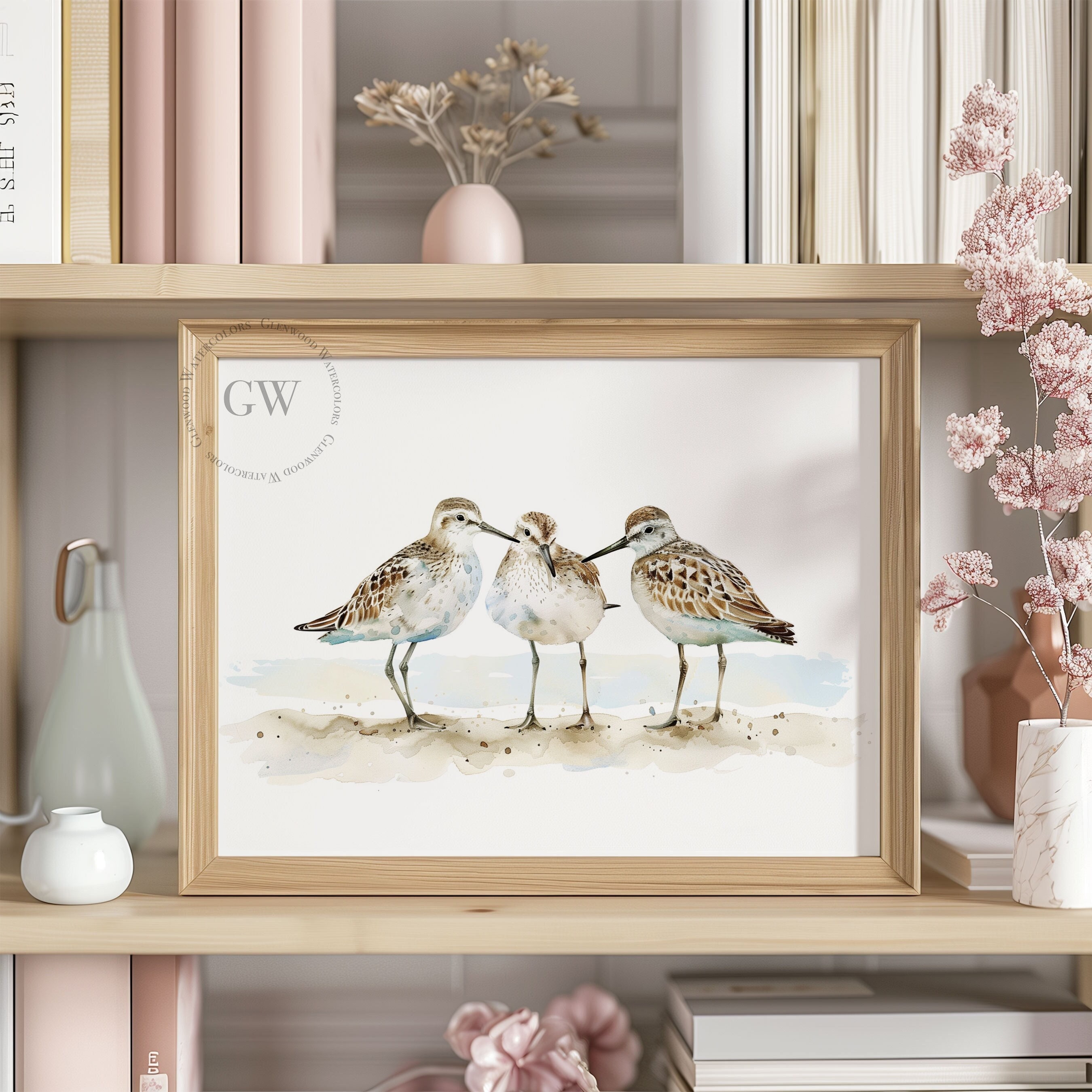 Watercolor Sandpiper Bird Trio Watercolor Digital Download | Coastal ...