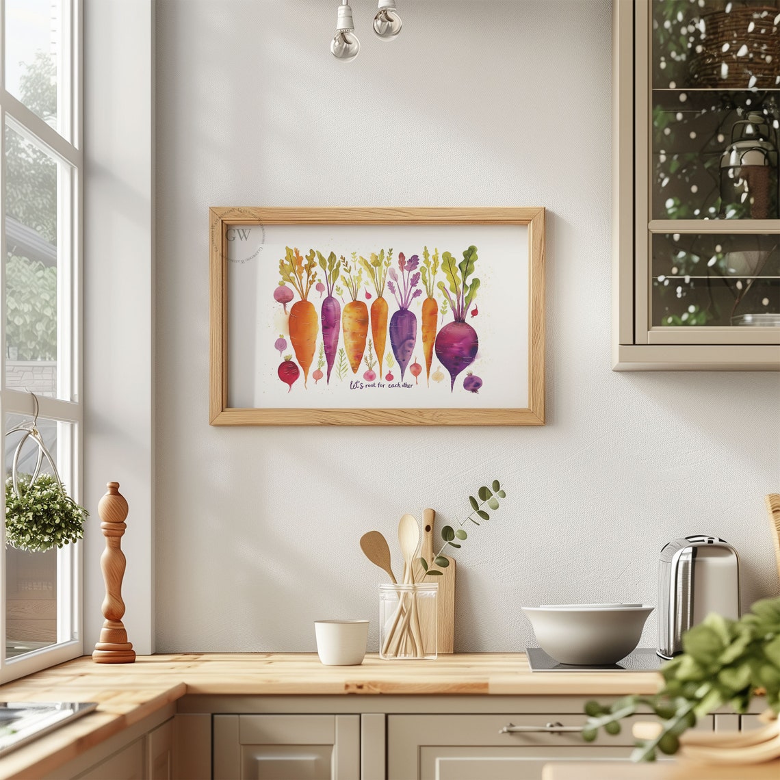Watercolor Root Vegetable Art | Let's Root for Each Other | Kitchen ...