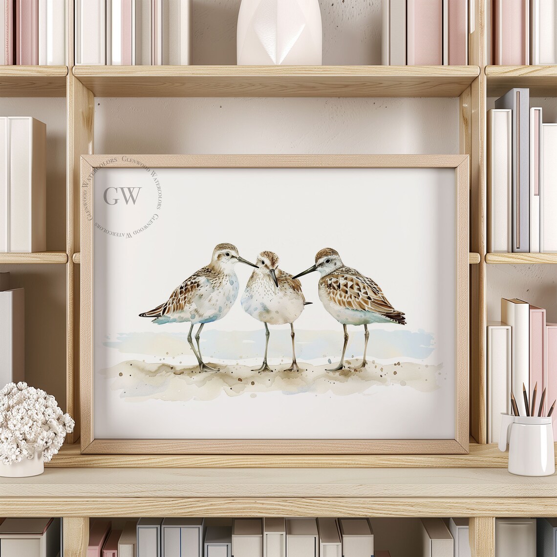Watercolor Sandpiper Bird Trio Watercolor Digital Download | Coastal ...