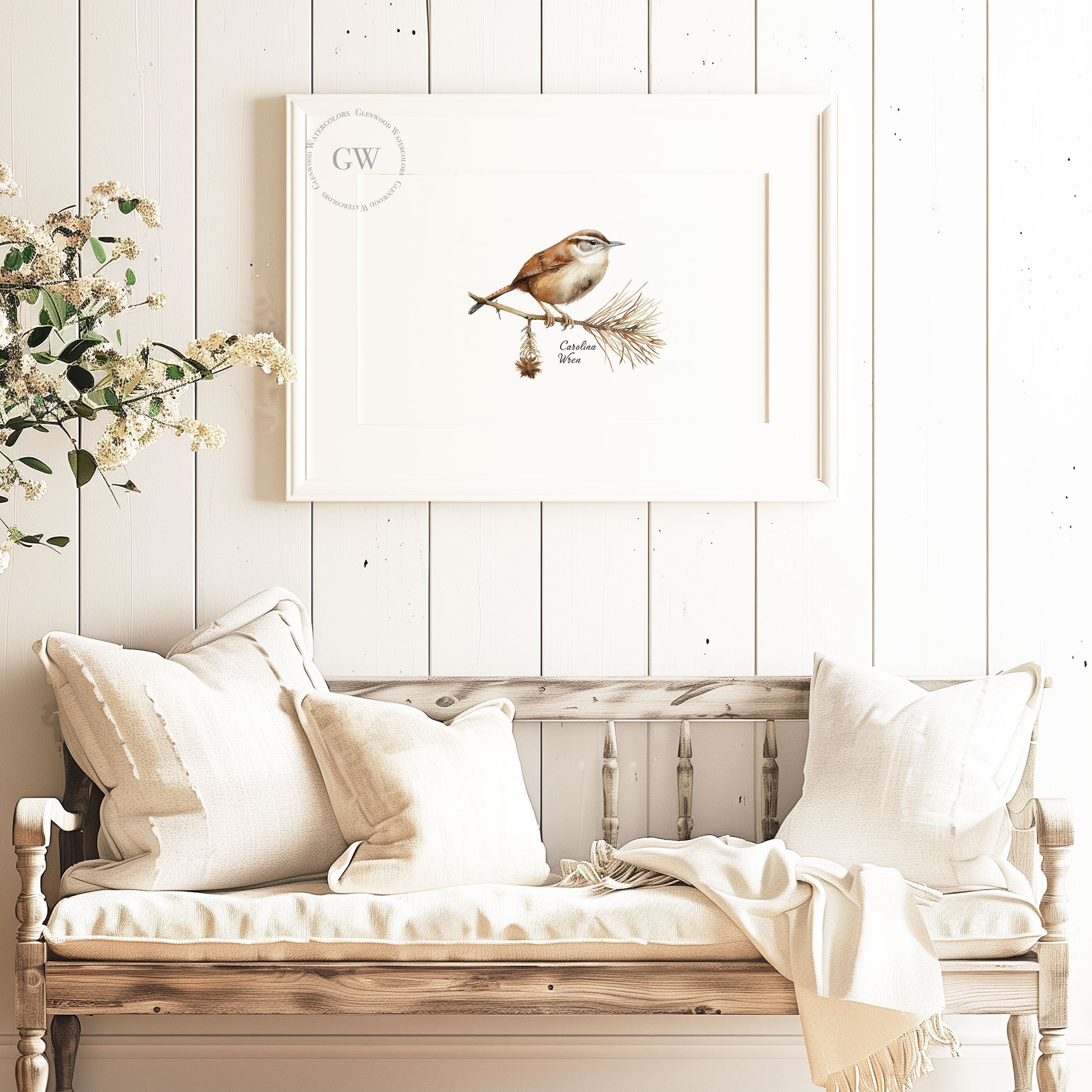 Watercolor Carolina Wren Bird Digital Download | Watercolor Bird Art ...