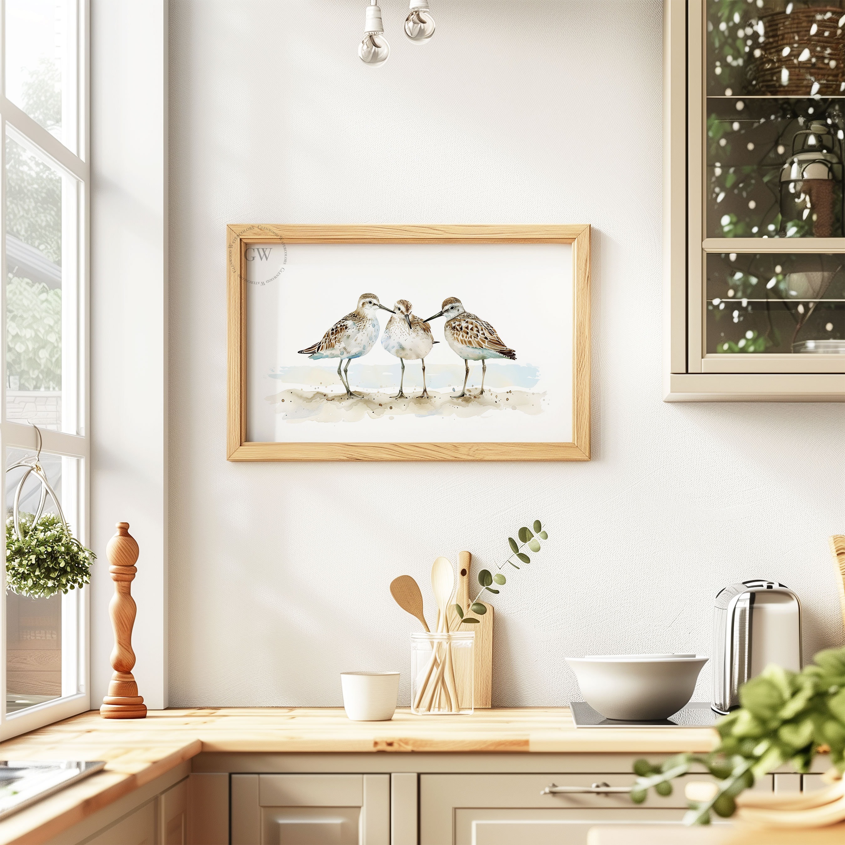 Watercolor Sandpiper Bird Trio Watercolor Digital Download | Coastal ...