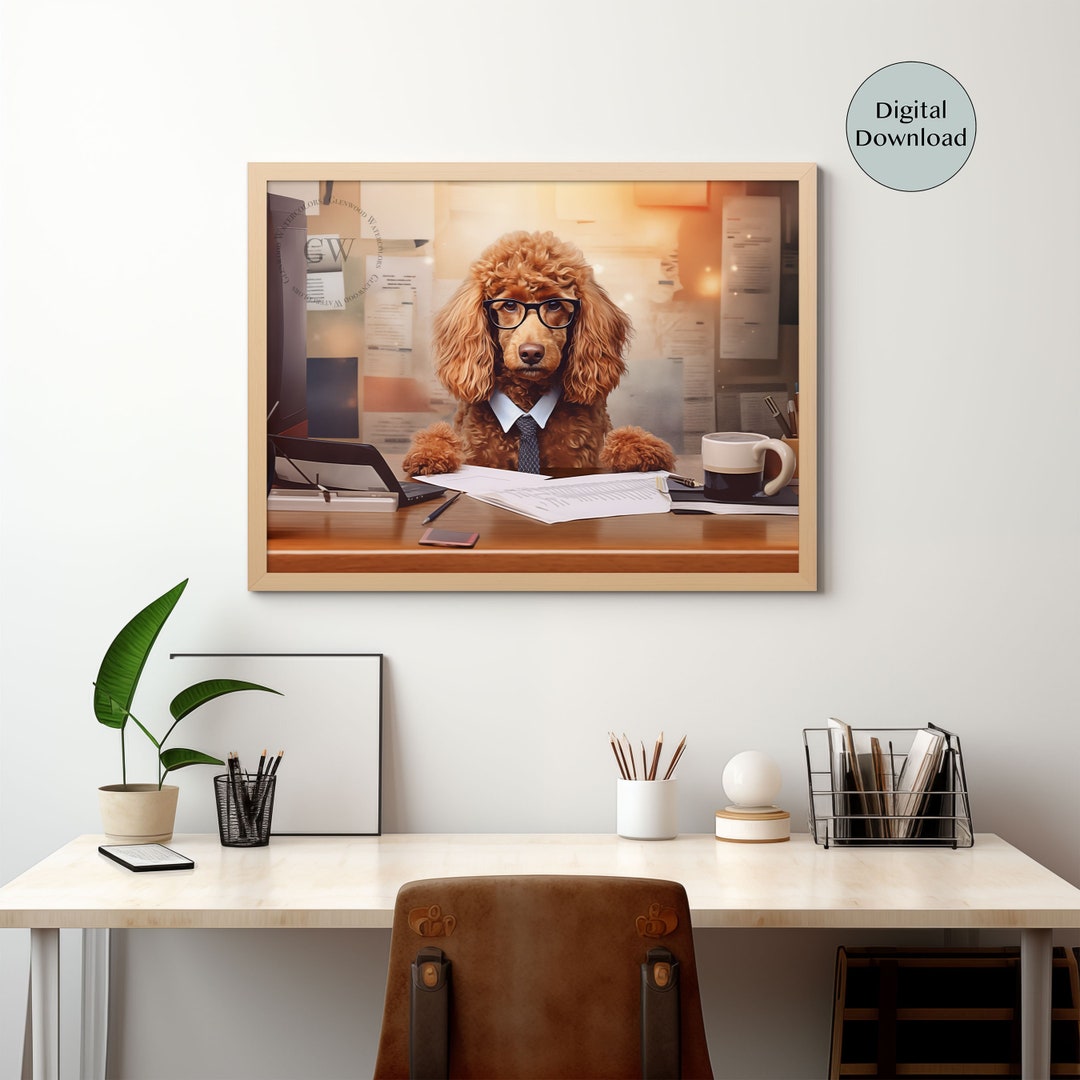 Poodle at the Office Digital Download| Pet Art | Unique Pet Decor ...