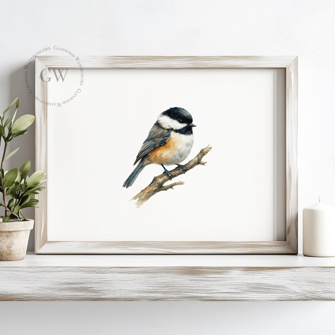 Minimalist Watercolor Chickadee Bird Digital Download | Watercolor Bird ...