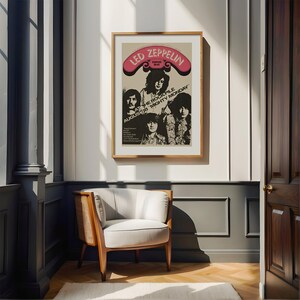 Led Zeppelin Vintage Poster, Retro Concert Wall Art, Rock Band Print ...