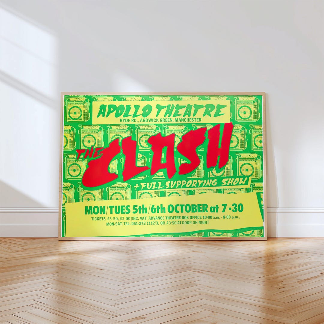 The Clash Poster Apollo Theatre Concert Art Print, Vintage Music Poster ...