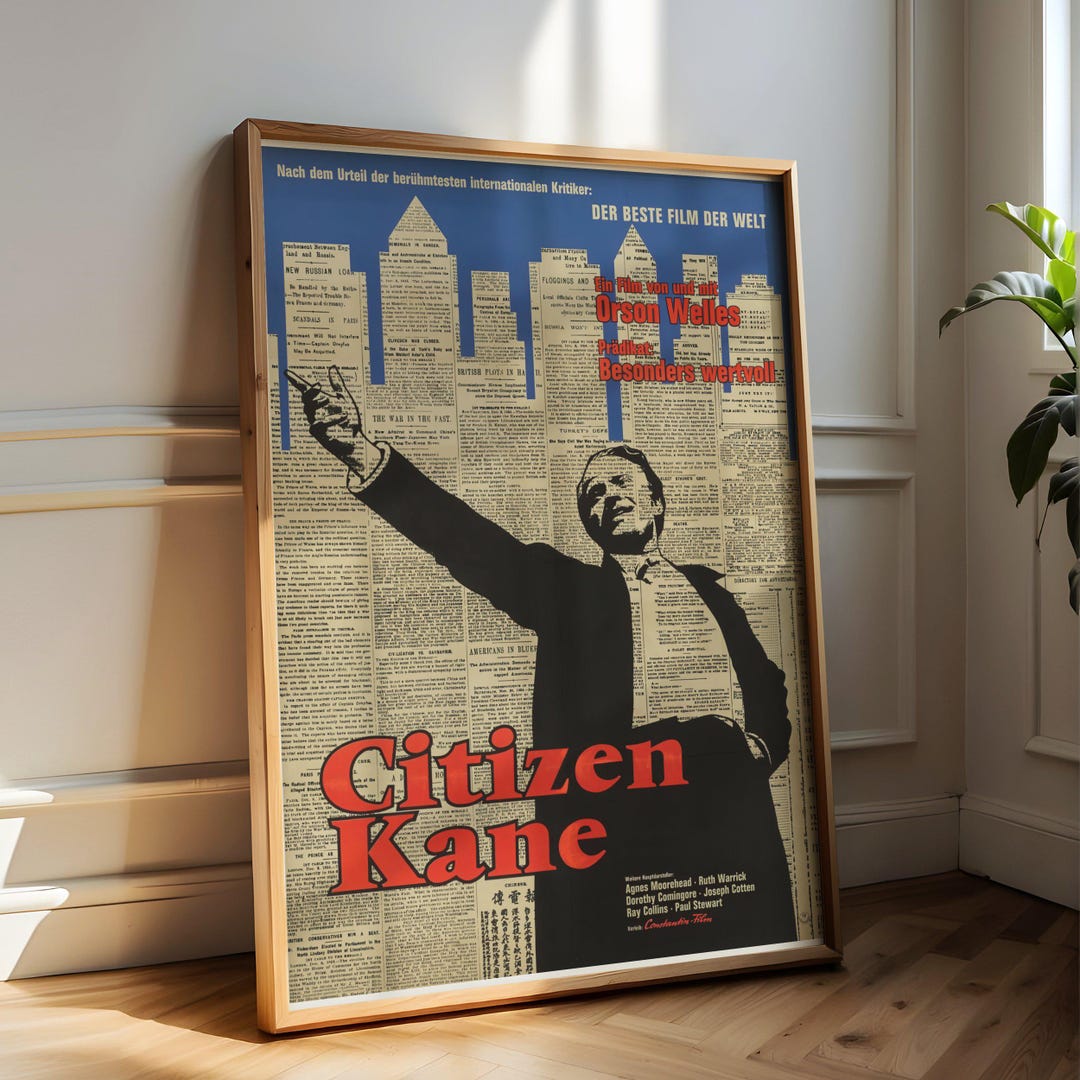 Citizen Kane Movie Poster, Classic Film Artwork, Vintage Cinema Decor ...